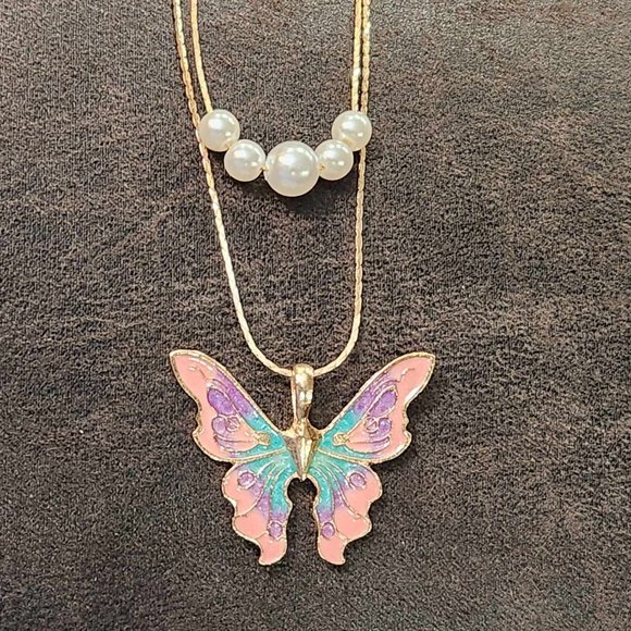 Jewelry | Gold Fairytopia Elina Barbie Pearl Butterfly Necklace | Poshmark